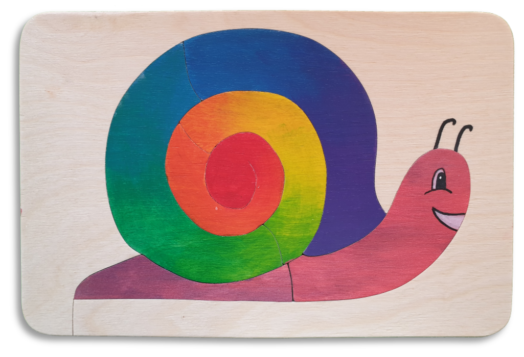 Wooden Rainbow Snail Puzzle – Kiwi Made Toys