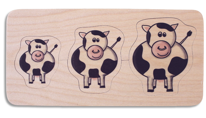 Wooden Three Cows Seriation Puzzle – Kiwi Made Toys
