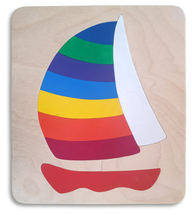 Wooden Rainbow Yacht Puzzle – Kiwi Made Toys