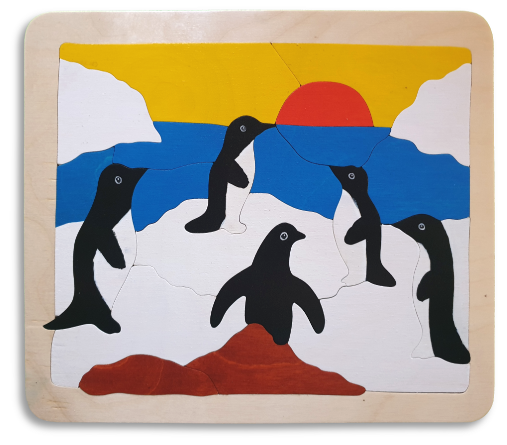 Wooden Antarctic Penguin Puzzle – Kiwi Made Toys